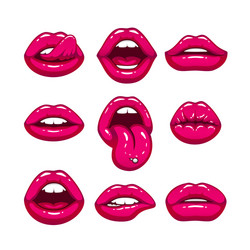 Pink lips a collection Royalty Free Vector Image