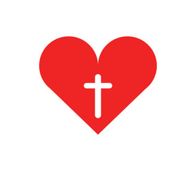 Cross heart icon in on white background Royalty Free Vector