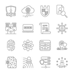 Process data analysis icon set in thin line style Vector Image