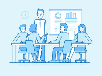 In line flat style and blue colors - teamwork Vector Image