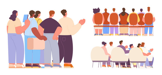 Sitting people on chairs back view isolated sit Vector Image