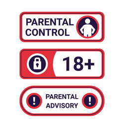 Flat design parental advisory label Royalty Free Vector