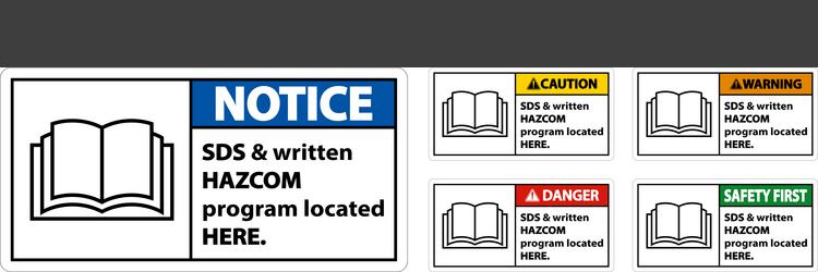 Safety data sheets for materials sign on white Vector Image