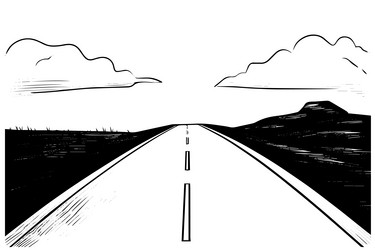 Simple road hand drawn ink sketch highway Vector Image