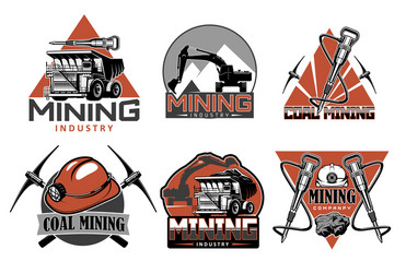 Set of vintage mining emblems Royalty Free Vector Image
