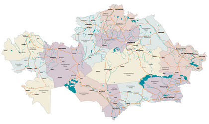 Detailed map of kazakhstan Royalty Free Vector Image