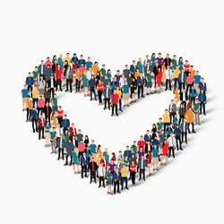 People community heart shape group love crowd Vector Image