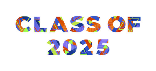 Class of 2025 concept stamped word art Royalty Free Vector