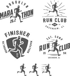 Set of run club labels emblems and design element Vector Image