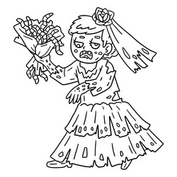 Zombie bride isolated coloring page for kids Vector Image