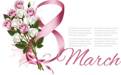 8th march vintage pink rose with ribbon Royalty Free Vector