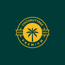 Coconut tree forest badge logo design Royalty Free Vector