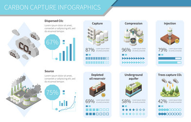 Carbon capture diagram infographics Royalty Free Vector