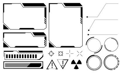 Hud frames black and grey user interface elements Vector Image