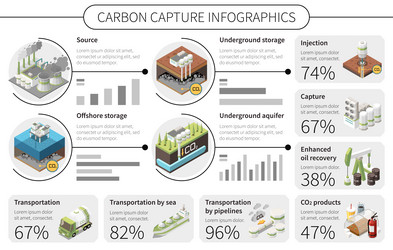 Carbon storage sequestration infographics Vector Image