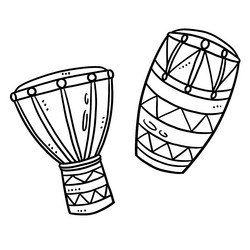 Djembe isolated coloring page for kids Royalty Free Vector