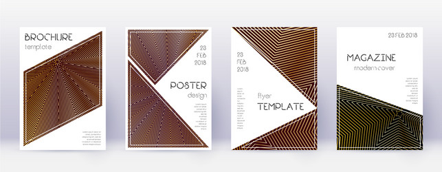 Triangle brochure design template set gold Vector Image