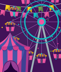 Circus tent with ring and wheel Royalty Free Vector Image