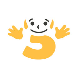 Number 3 with a smile on the face character Vector Image