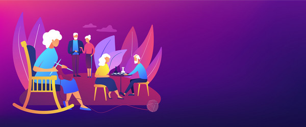 Activities for seniors concept banner header Vector Image