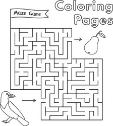 Cartoon crow maze game Royalty Free Vector Image