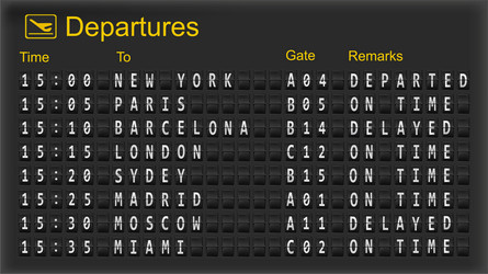 Airport departure board Royalty Free Vector Image