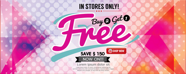 Buy 1 get free sale tag with fluid pink neon Vector Image