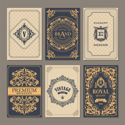 Crown vintage cards royal victorian style posters Vector Image