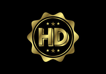 Golden hd video resolution icon logo high Vector Image