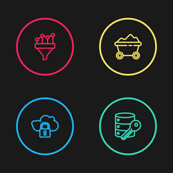 Set cloud computing lock pie chart infographic Vector Image