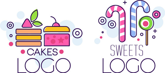 Candy shop logo and label design set Royalty Free Vector