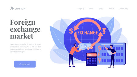 Currency exchange concept landing page Royalty Free Vector