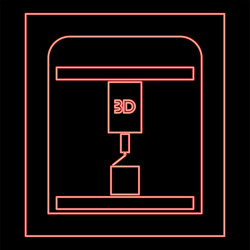 Neon plotter red color image flat style Royalty Free Vector