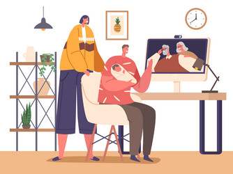 New parents connect with grandparents character Vector Image