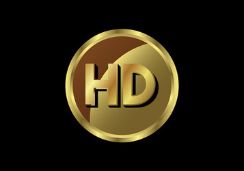Golden hd video resolution icon logo high Vector Image