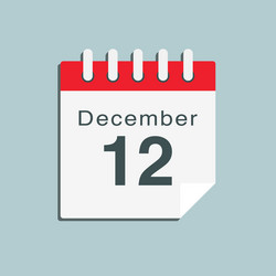 Calendar icon day 12 december template icon day Vector Image