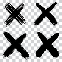 Set hand drawn x marks isolated on white Vector Image