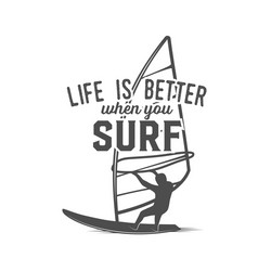 Windsurfing badge logo design elements Royalty Free Vector