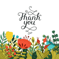Floral spring thank you pink flowers card Vector Image