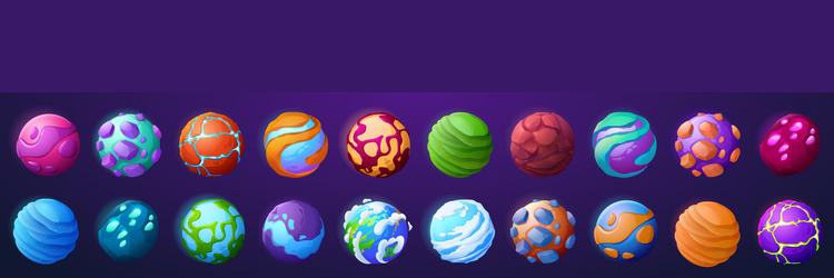 Fantasy space planets for ui galaxy game Vector Image