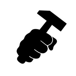 Hand holding hammer fist Royalty Free Vector Image