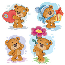 Set clip art of teddy bears Royalty Free Vector Image