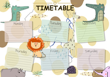 School timetable background for students or pupils