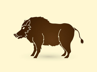 Wild boar large forest pig hog with brown fur Vector Image