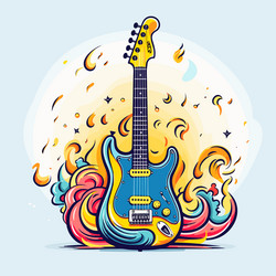 Electric guitar hand-drawn comic guitar Royalty Free Vector