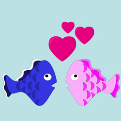 Two Fish Kissing Cartoon