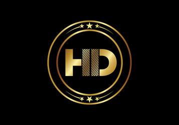 Golden hd video resolution icon logo high Vector Image