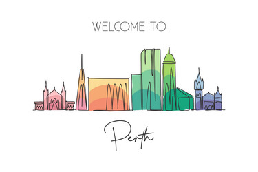 Perth australia city skyline with color buildings Vector Image
