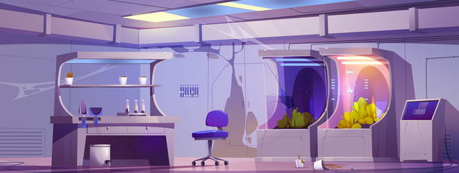 Empty abandoned and broken chemical laboratory Vector Image