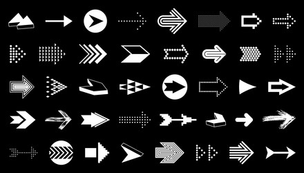 Diverse arrow cursors set different shapes styles Vector Image